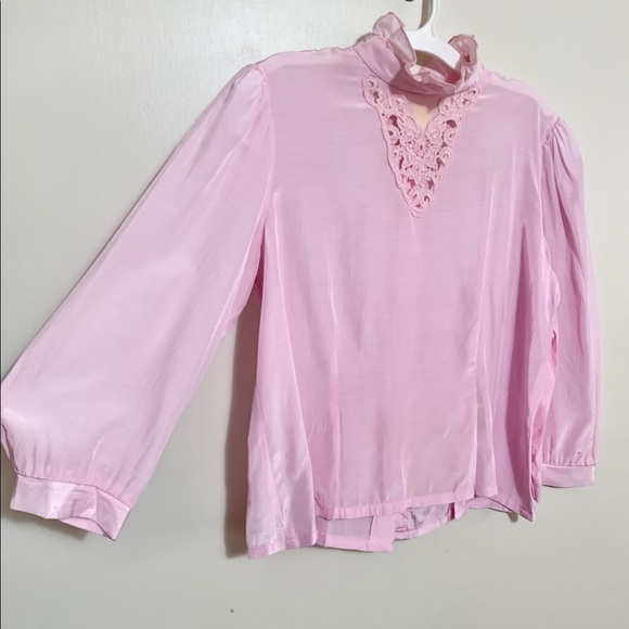 Vintage | Tops | Vintage 8s Satin Cottage Blouse M | Poshmark